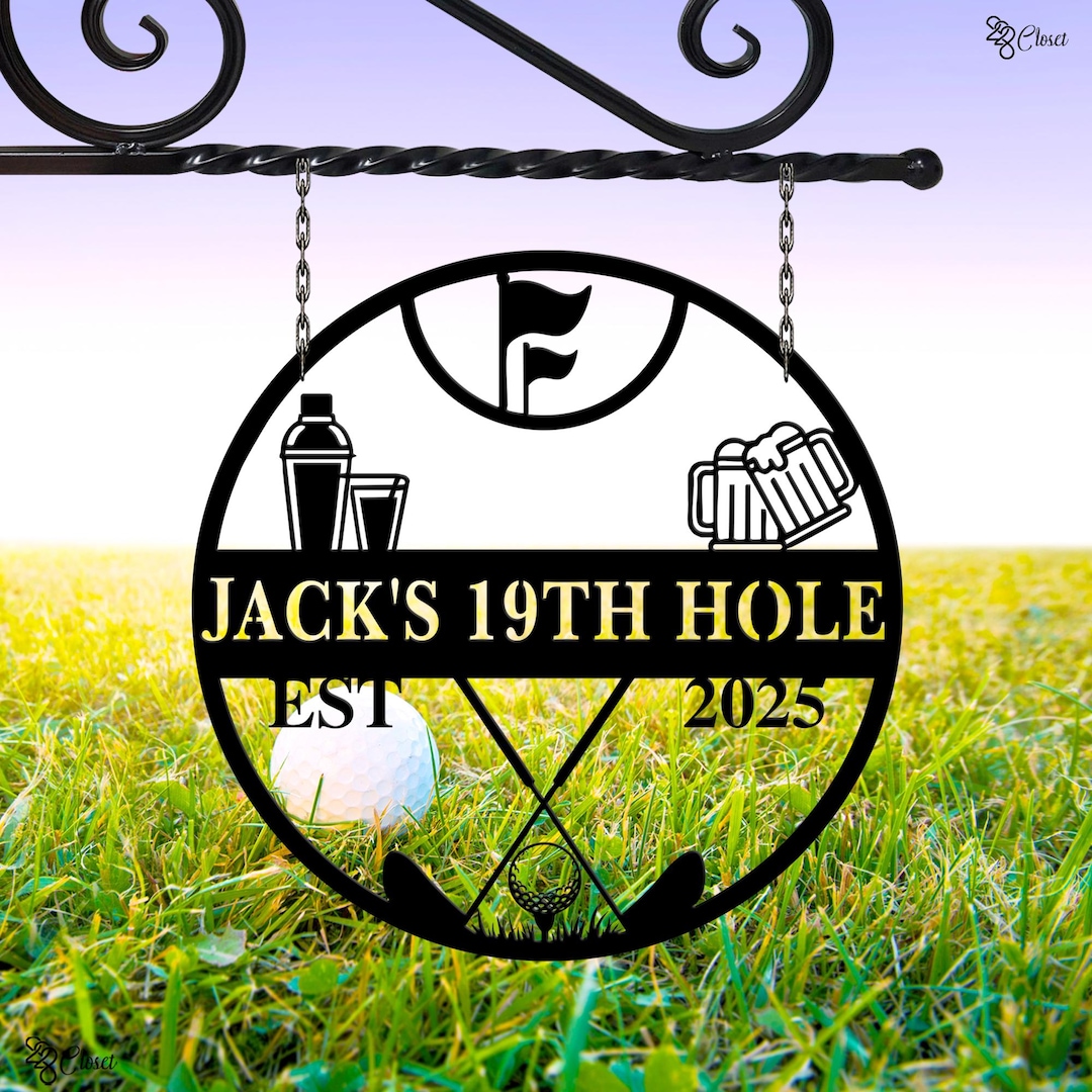 Custom Golf 19th Hole Sign, Golf Bar Metal, Dad Gift, Golf Lover ...
