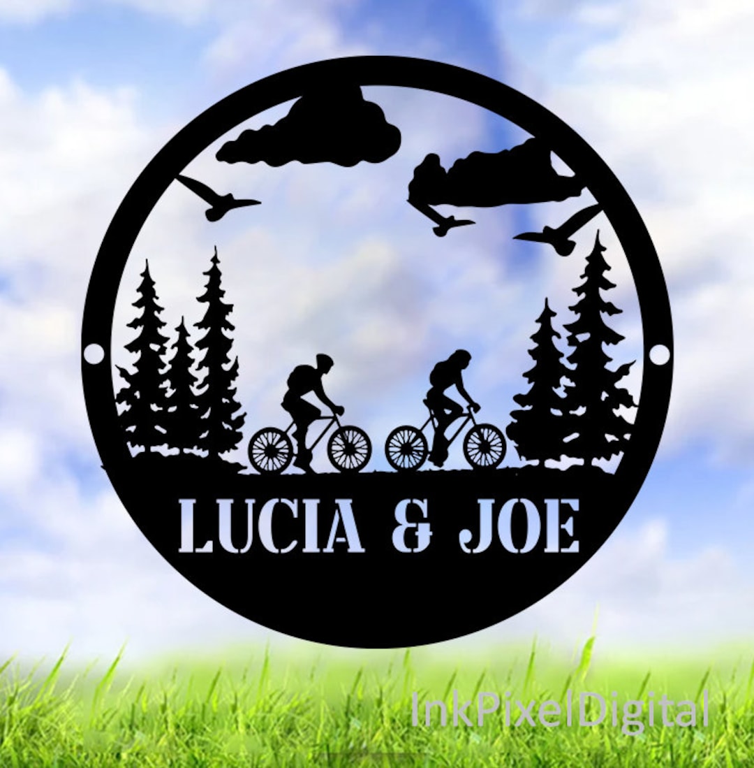 Personalized Metal Biking Sign, Moab Bike Riding Bicycle Metal Wall Art ...