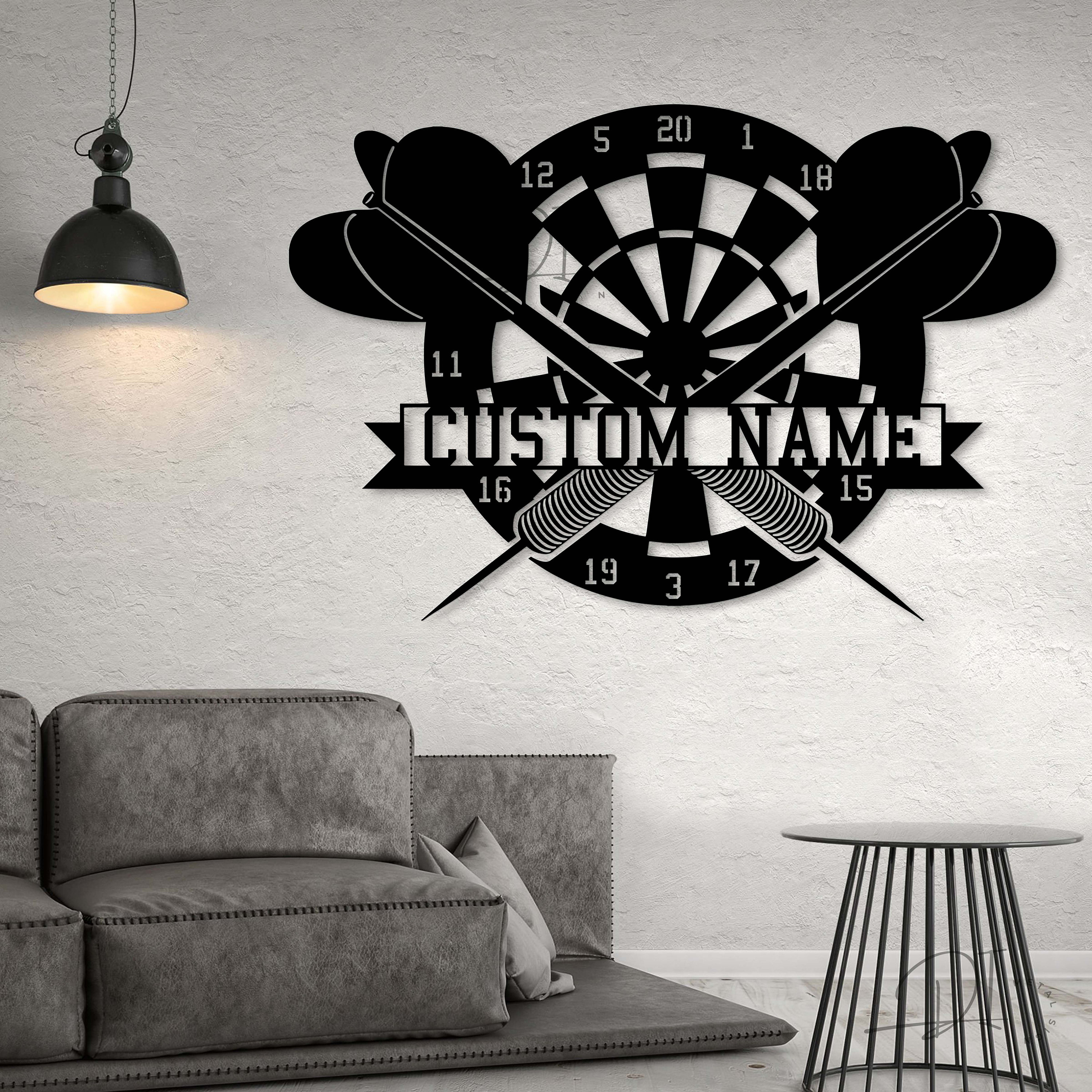 Custom Dartboard Dart Game Metal Wall Art LED Light Game Zone Sign Dad ...