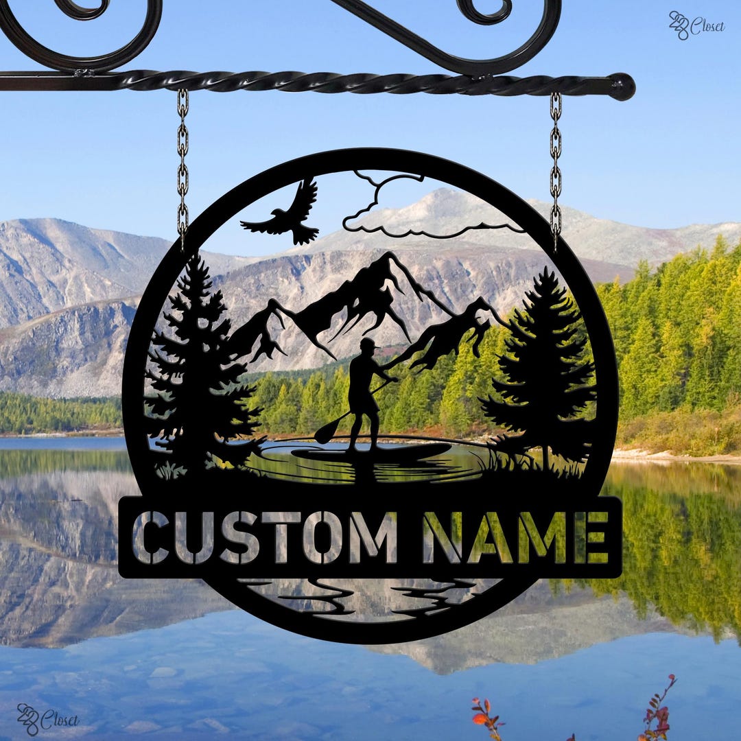 Custom Paddleboard Sign, Personalized Lake House Metal, Gift for Dad ...