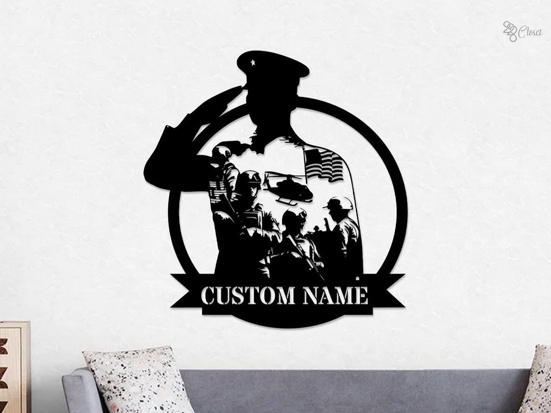 Custom Military Tribute Sign Personalized Veteran Wall Art Soldier Gift ...