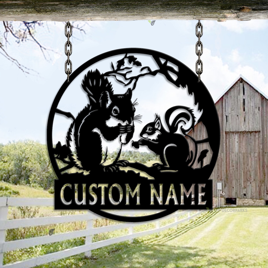 Personalized Squirrel Metal Wall Decor,squirrel Sign,custom Squirrel ...