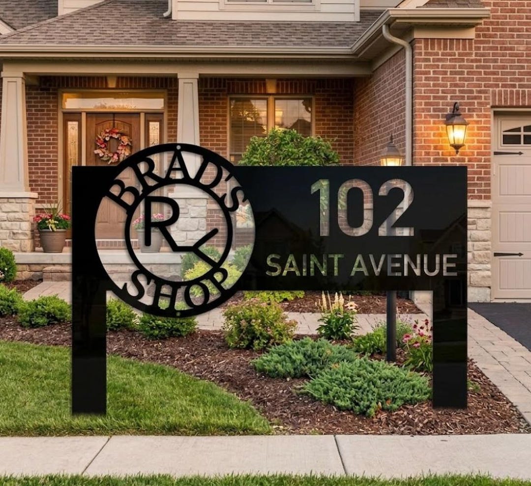 Custom Metal Address Sign, Personalized Logo Sign, House Number Plaque ...