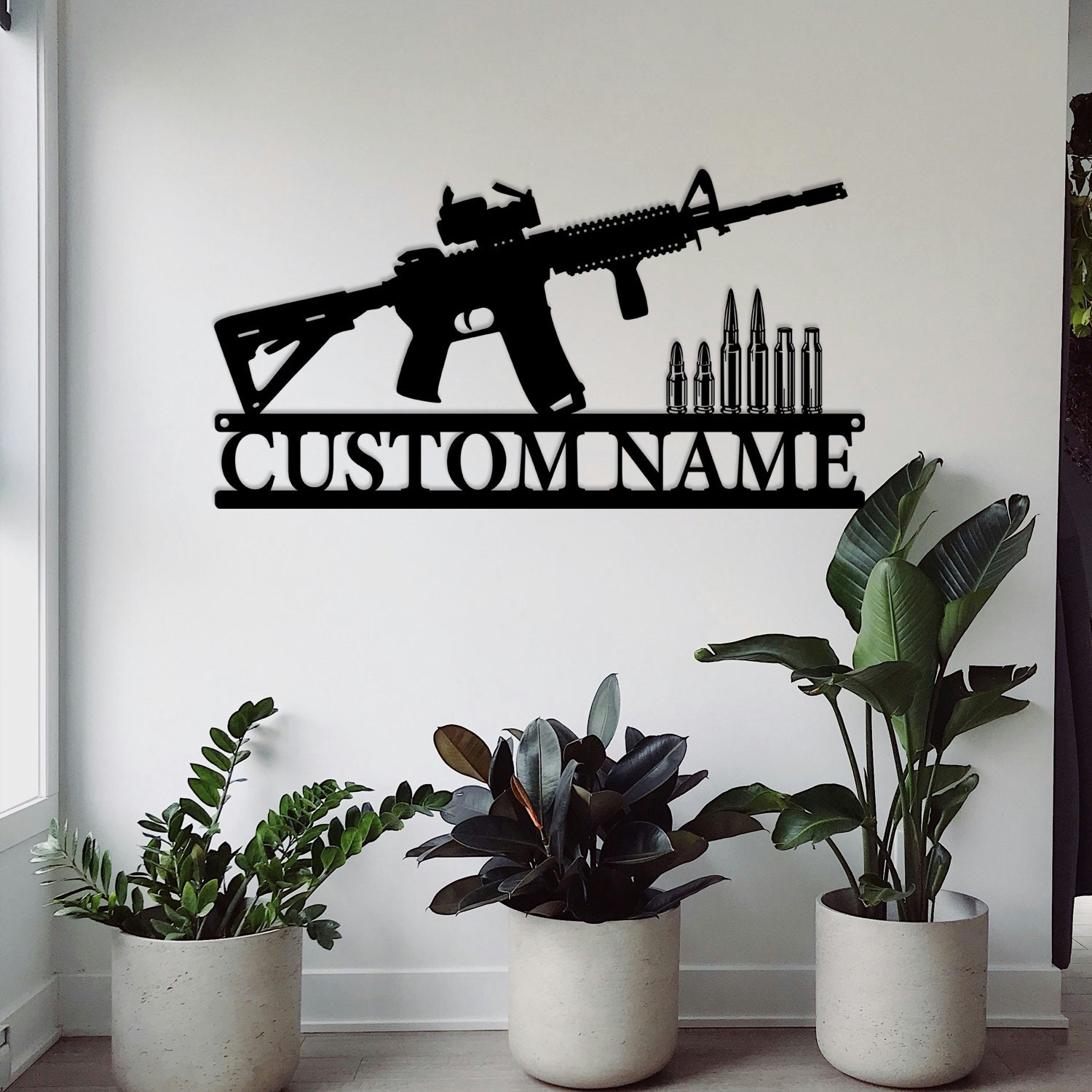 Personalized Gun Metal Wall Art, Gun Metal Sign, Custom Armory Decor ...