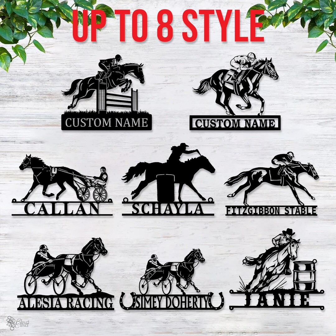 Personalized Horse Racing Metal Sign, Custom Equestrian Decor - Etsy
