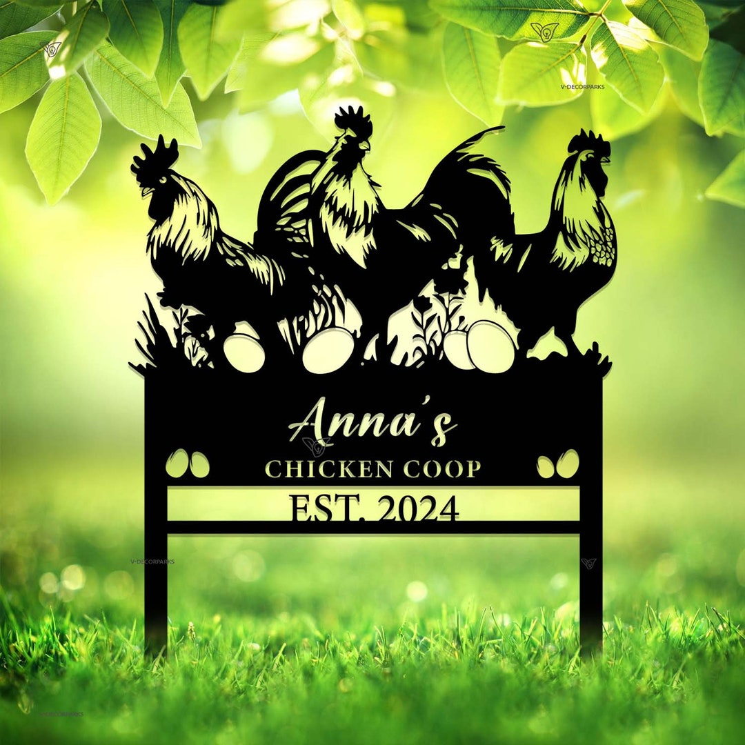 Custom Chicken Coop Stake, Chicken Coop Sign With Stakes, Personalized ...