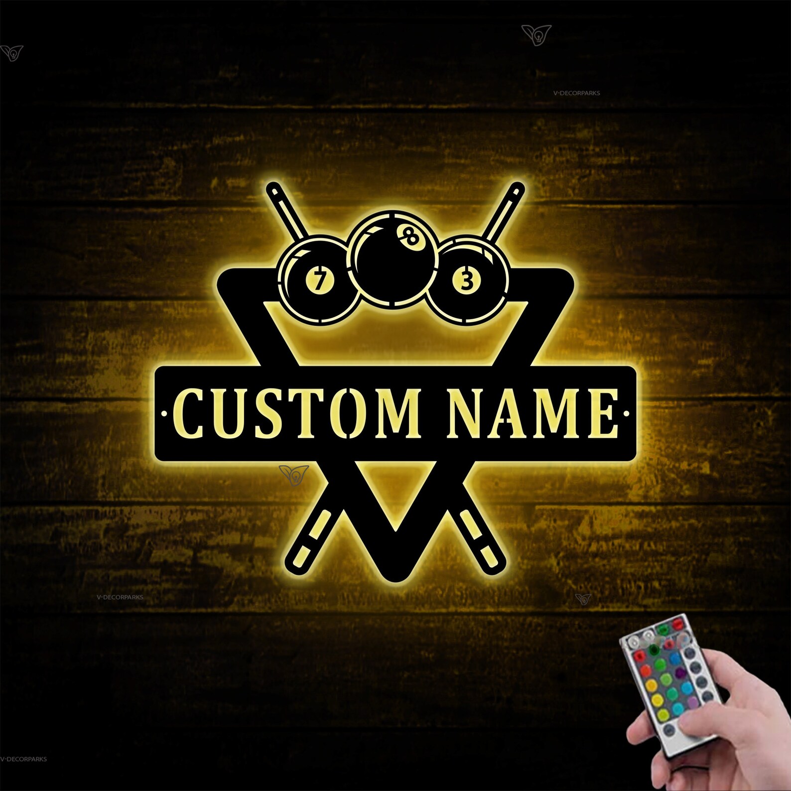 Custom Billiards Metal LED Sign, Personalized Pool Room Decor - Etsy