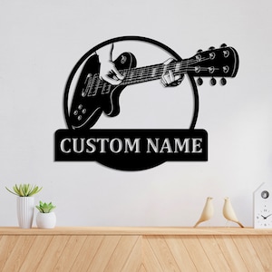 Custom Electric Guitar Metal Wall Art LED Light, Personalized Electric ...