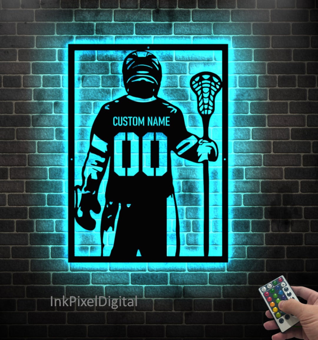 Custom Lacrosse Metal Sign Led Light, Lacrosse Player Name and Number ...