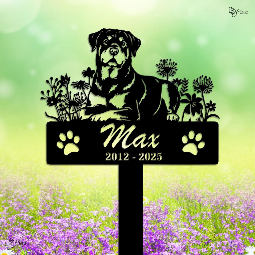 Custom Rottweiler Memorial Garden Sign, Personalized Rottweiler ...