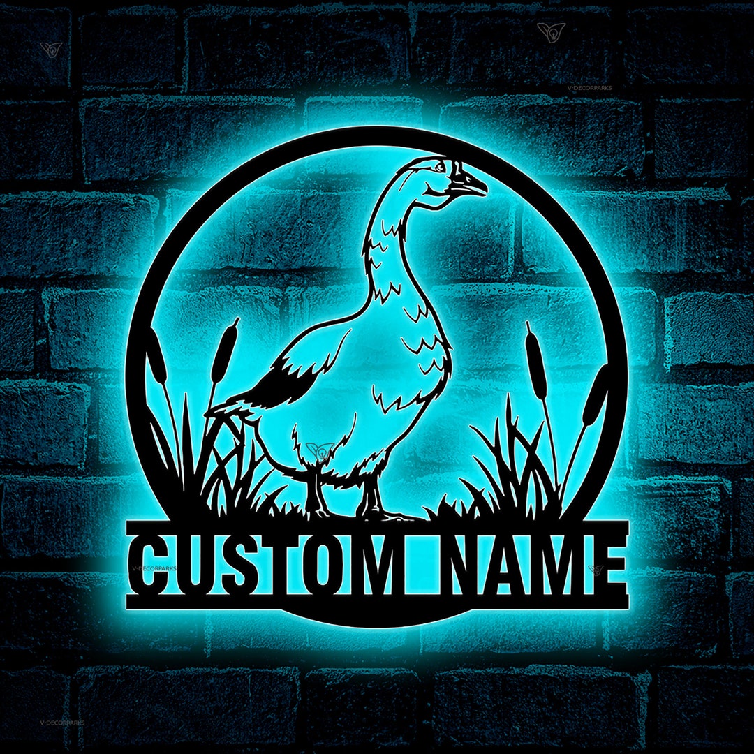 Custom Goose Farmhouse Metal Wall Art LED Light Farm Sign Personalized ...