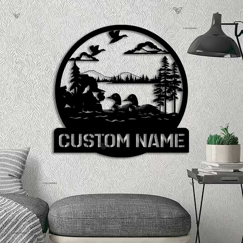 Custom Duck Cabin Metal Wall Art Lake House Sign Personalized Duck Lake ...