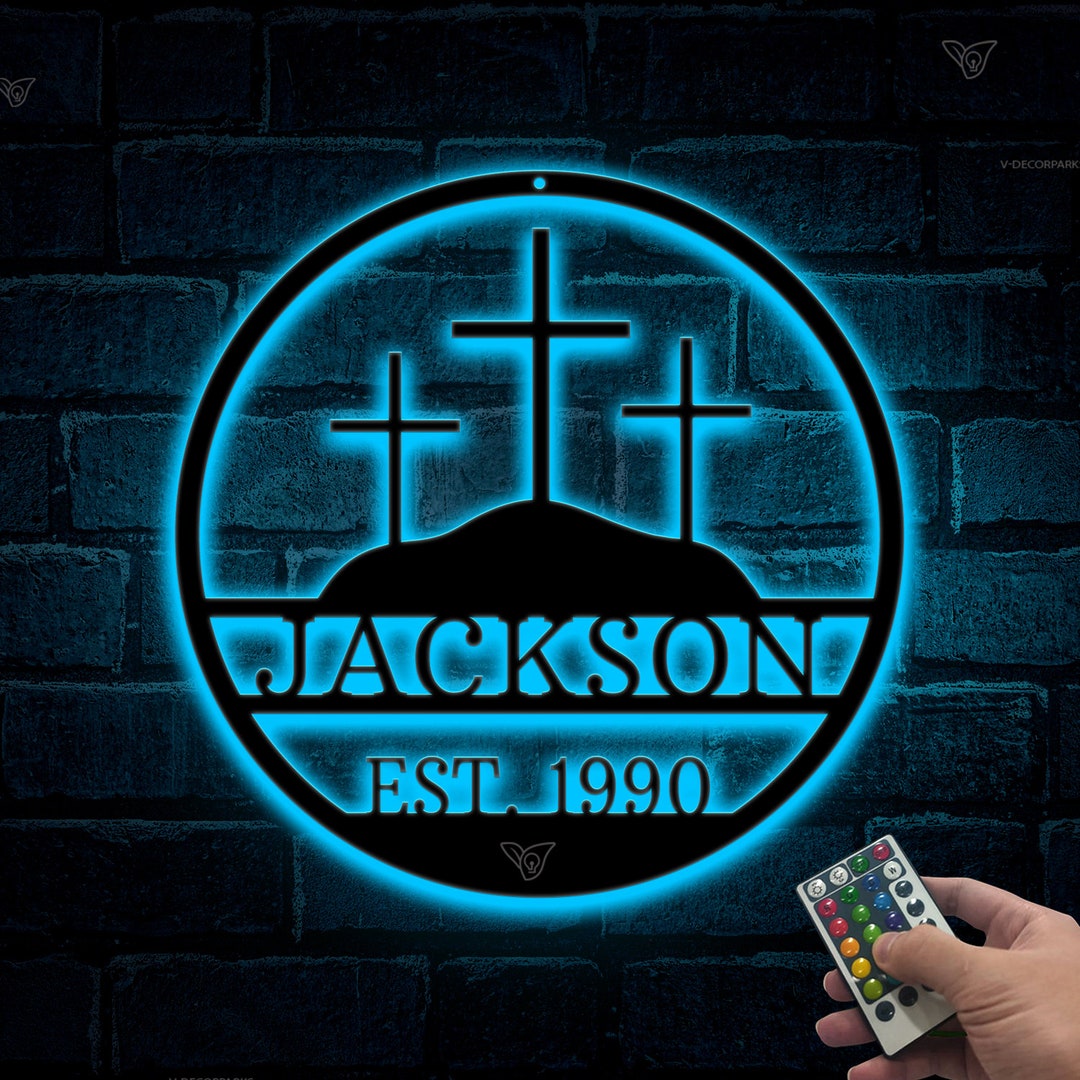 Custom Three Crosses on a Hill Metal Monogram Sign,calvary Crosses on a ...