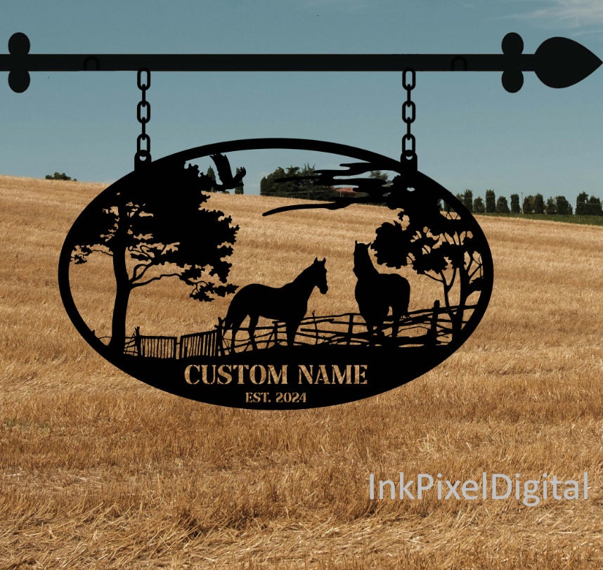 Custom Farm Sign,horse Wall Art,personalized Horse Ranch Decor,horses ...