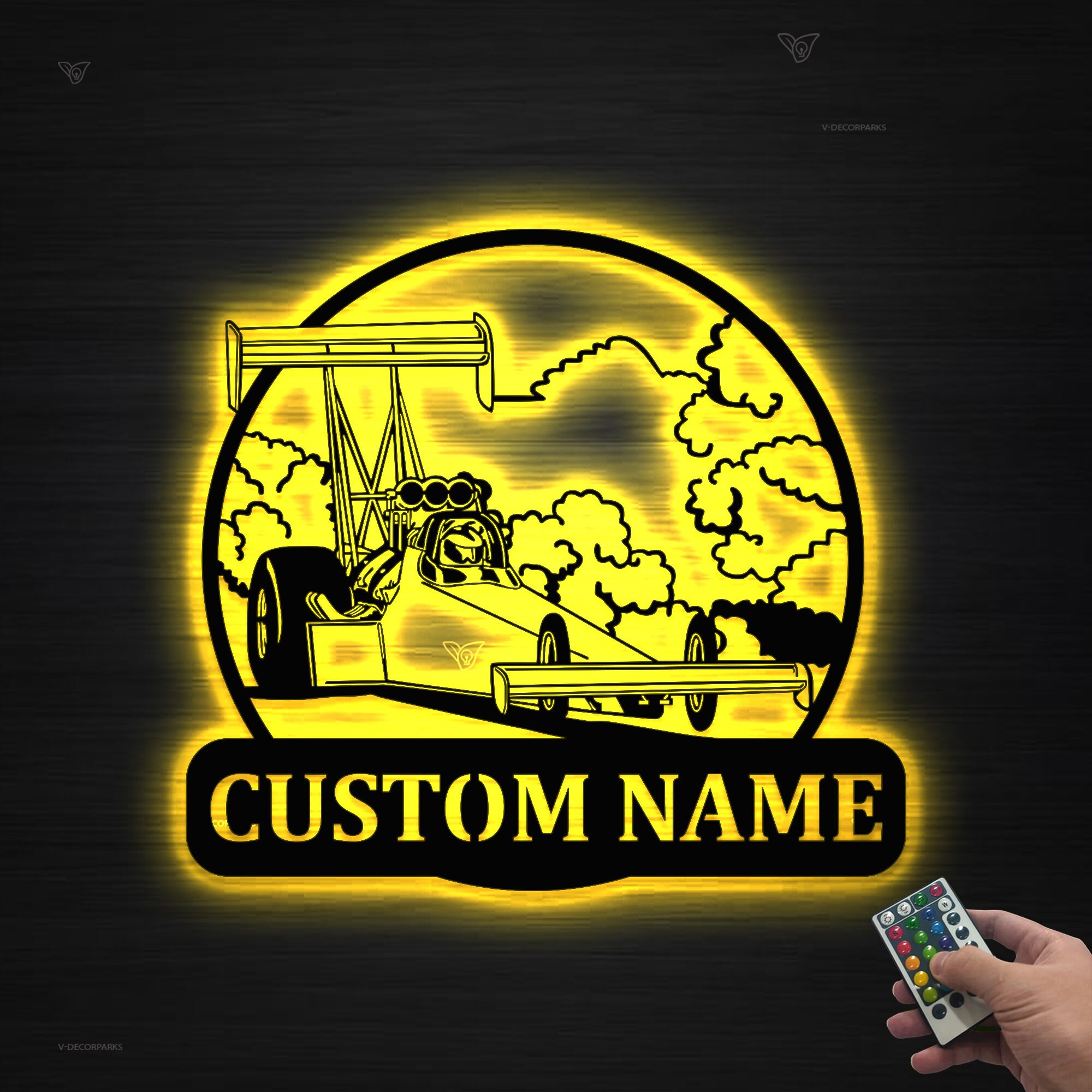 Personalized Top Fuel Dragster Metal Wall Art Led,custom Dragster Name ...