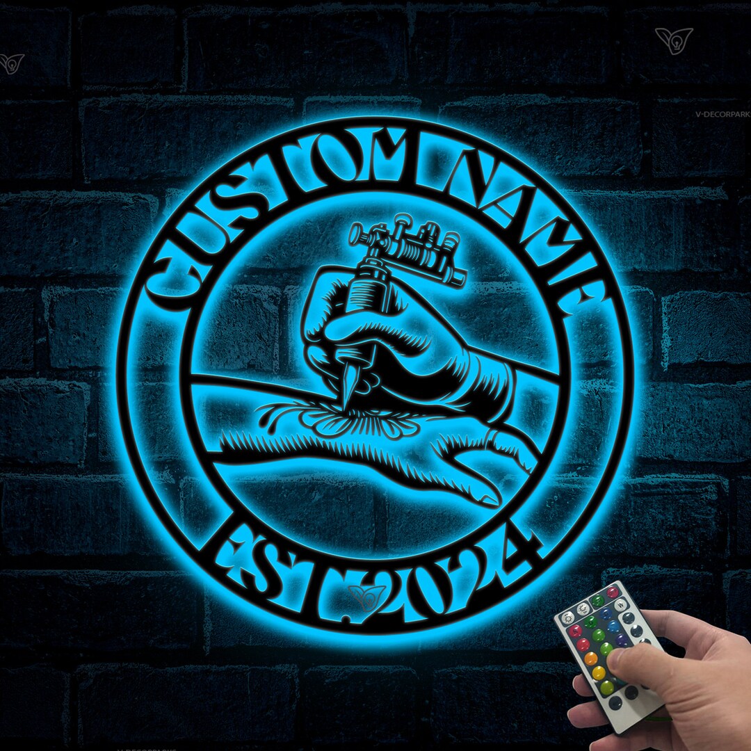 Tattoo Artist Metal Wall Art Led Light, Tattoo Artist Gift, Tattoo ...