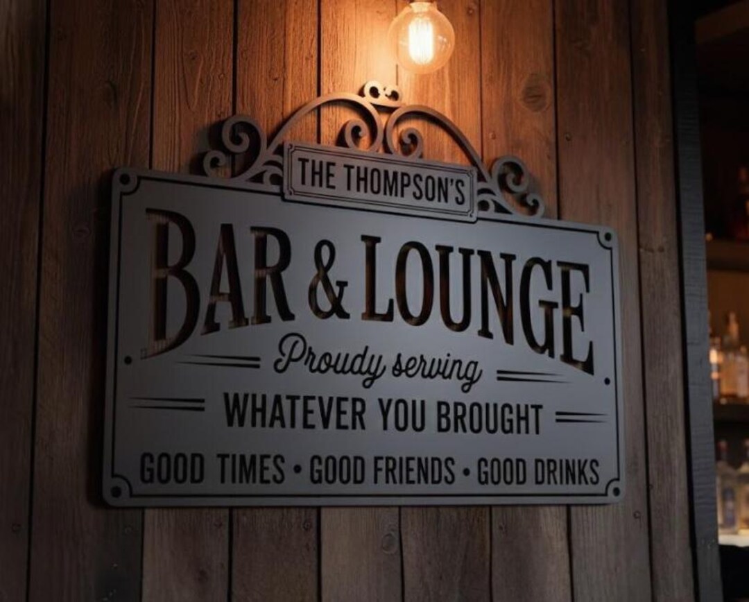 Personalized Bar Lounge Sign, Prohibition Sign, Home Bar Decor Metal ...