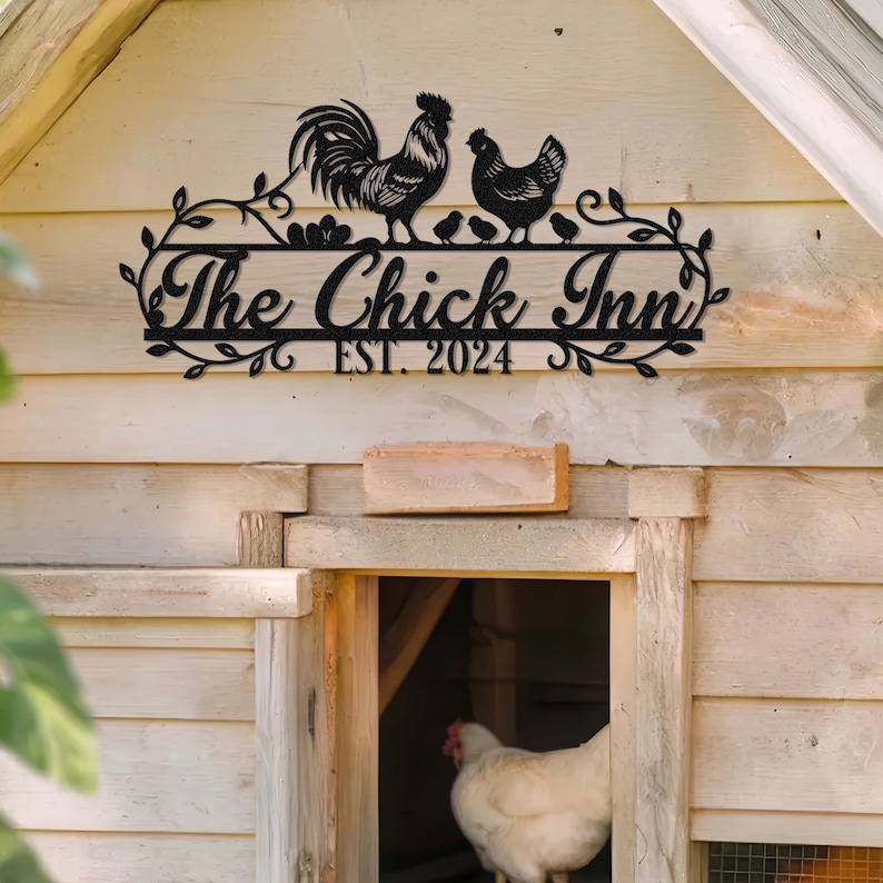 Personalized Chicken Coop Sign, Custom Metal Farm Sign for Backyard ...