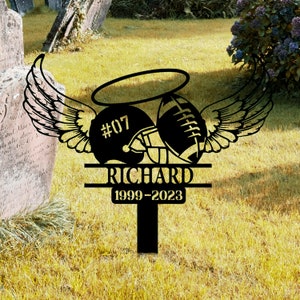 Custom Football Memorial Plaque Stake, Sympathy Sign, Football Sign ...