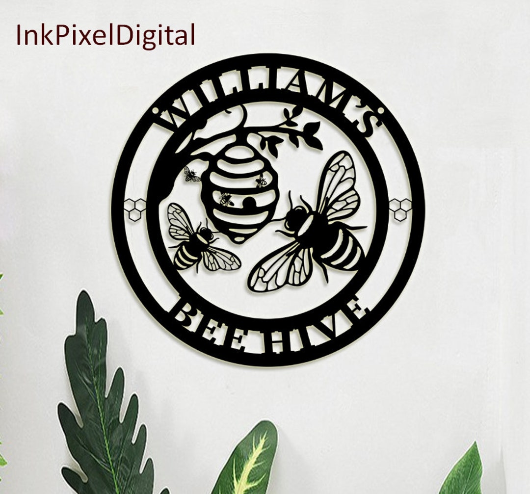 Personalized Honey Bee Metal Sign, Custom Metal Bee Decor, Garden Sign ...