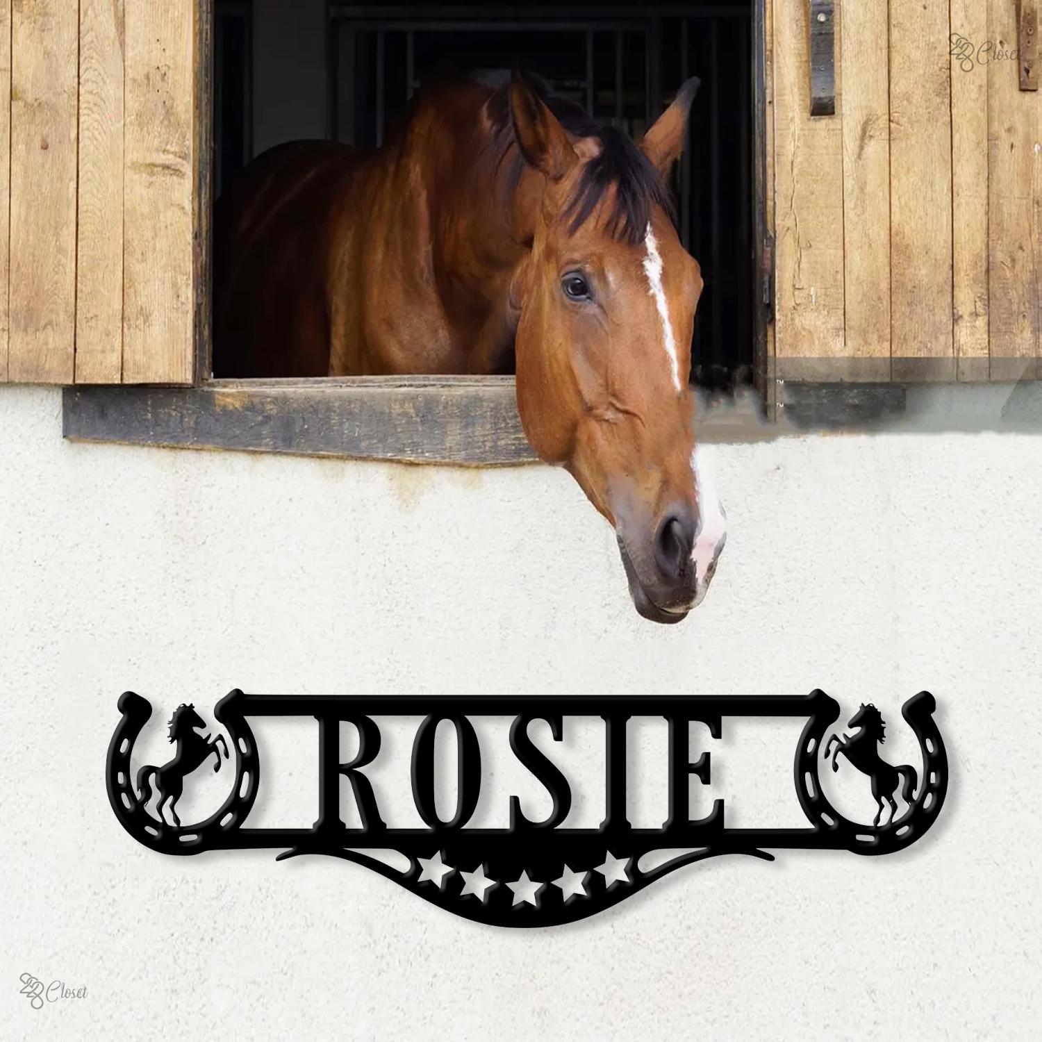 Custom Horse Name Plate, Horse Stable Name Plate, Metal Horse Stall ...