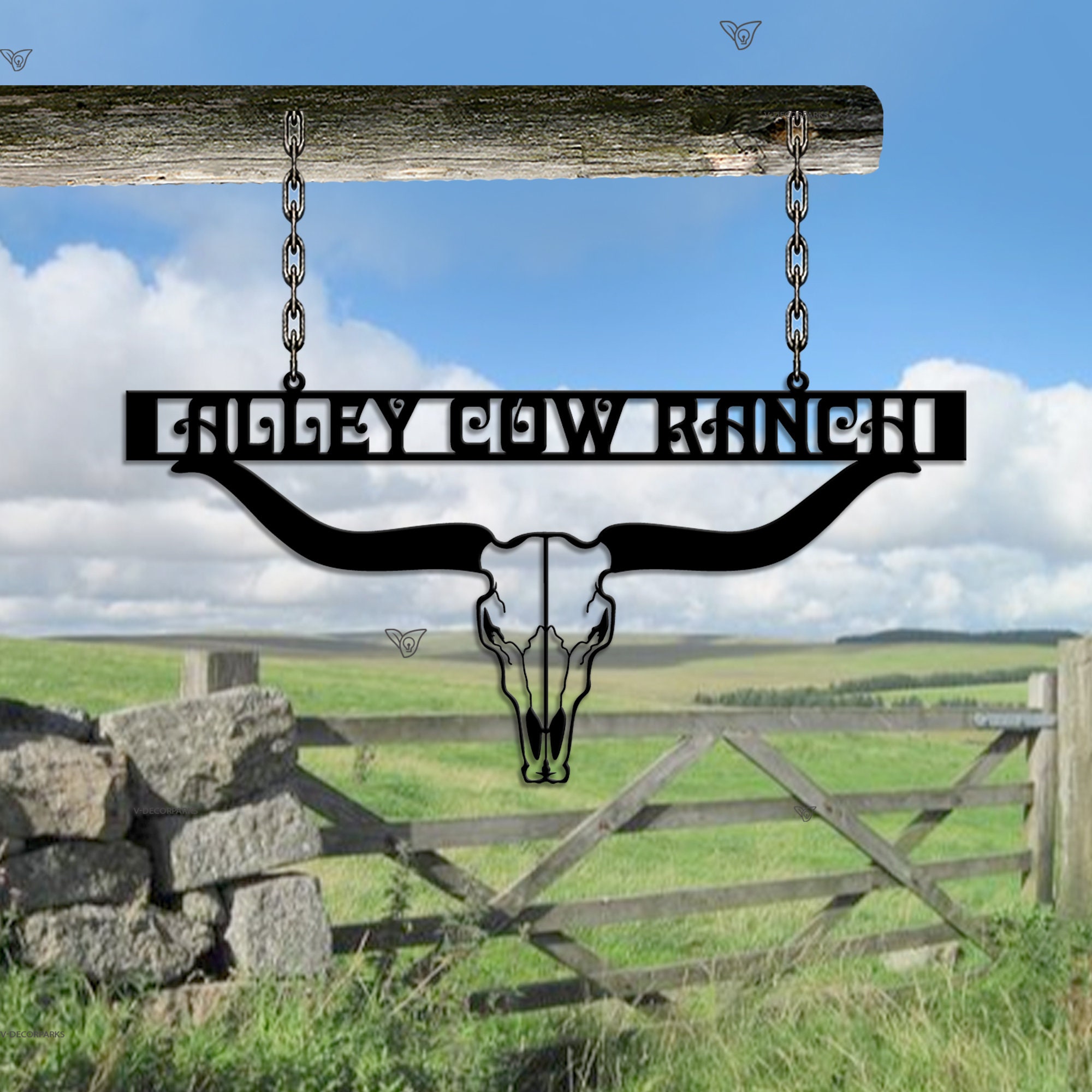 Custom Longhorn Metal Wall Art, Personalized Longhorn Name Sign ...