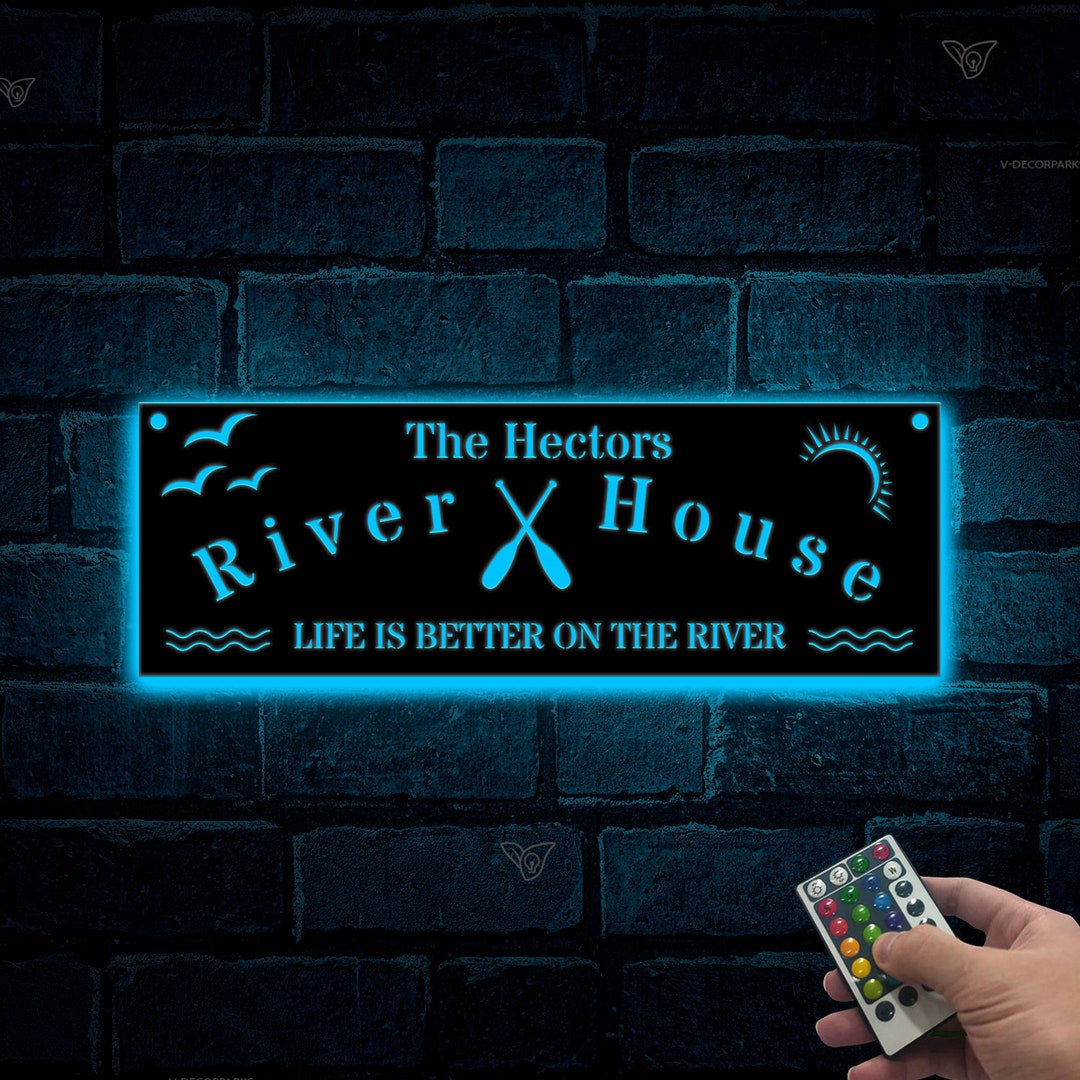 Custom River Sign LED Lakehouse Decor Welcome to the River House Sign ...