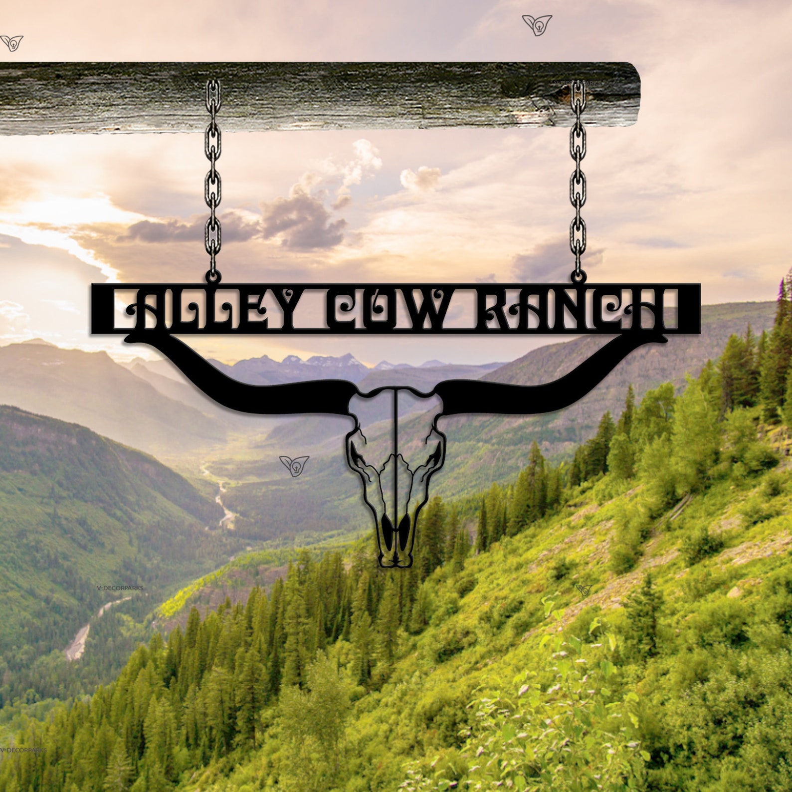 Custom Longhorn Metal Wall Art, Personalized Longhorn Name Sign ...