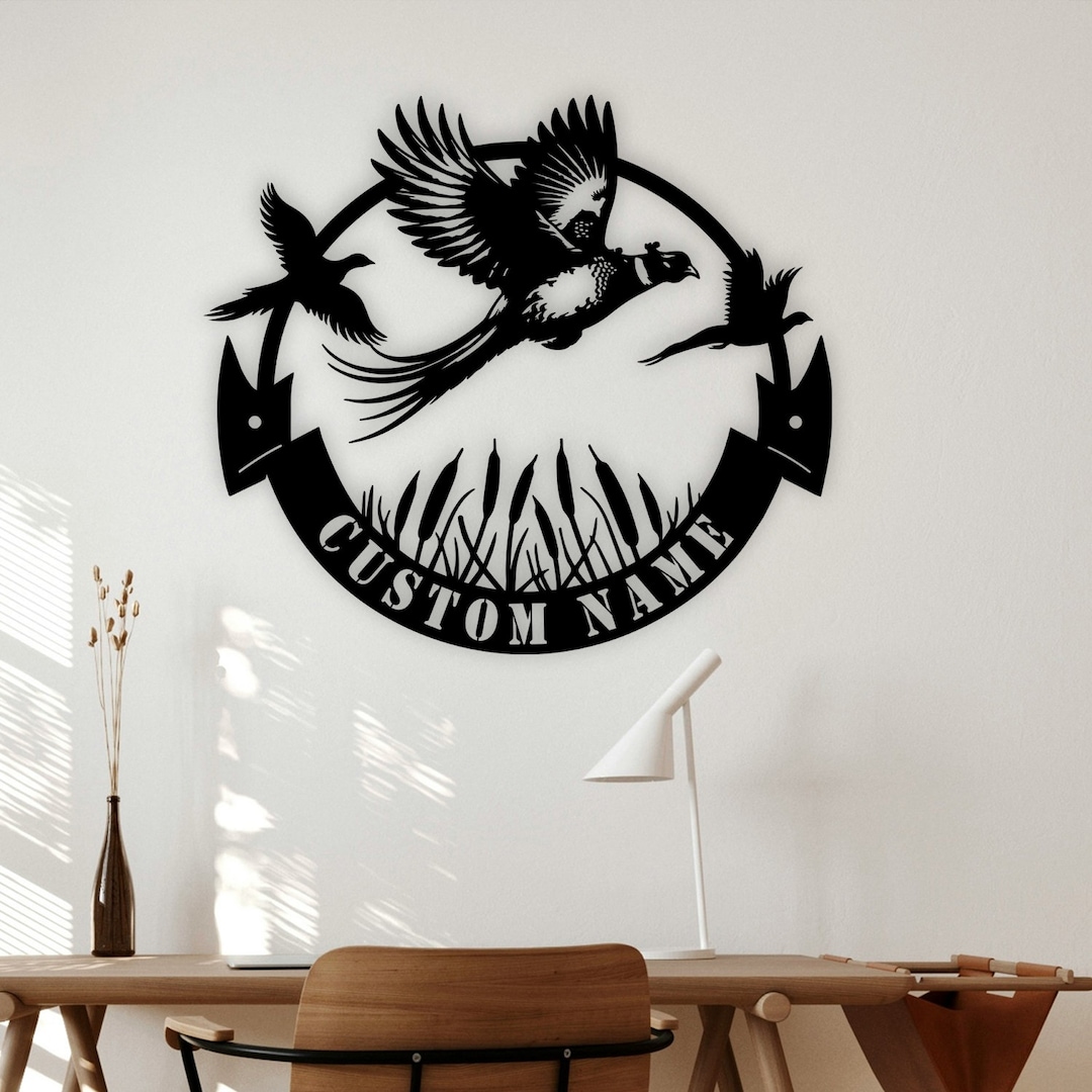 Custom Pheasant Metal Wall Art Personalized Pheasant Name Sign ...