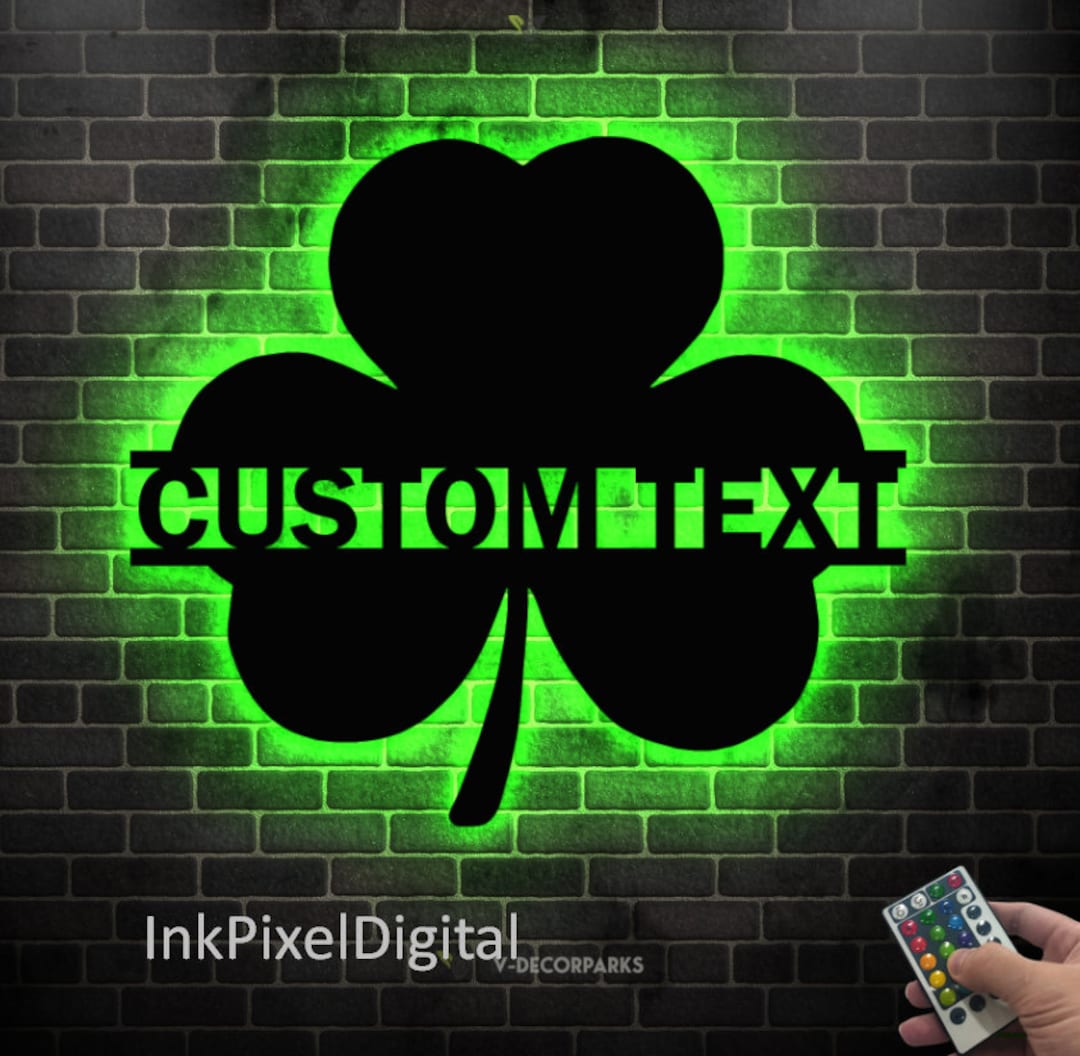 Custom Metal Shamrock Sign, Personalized Irish Decor With LED Lights - Etsy