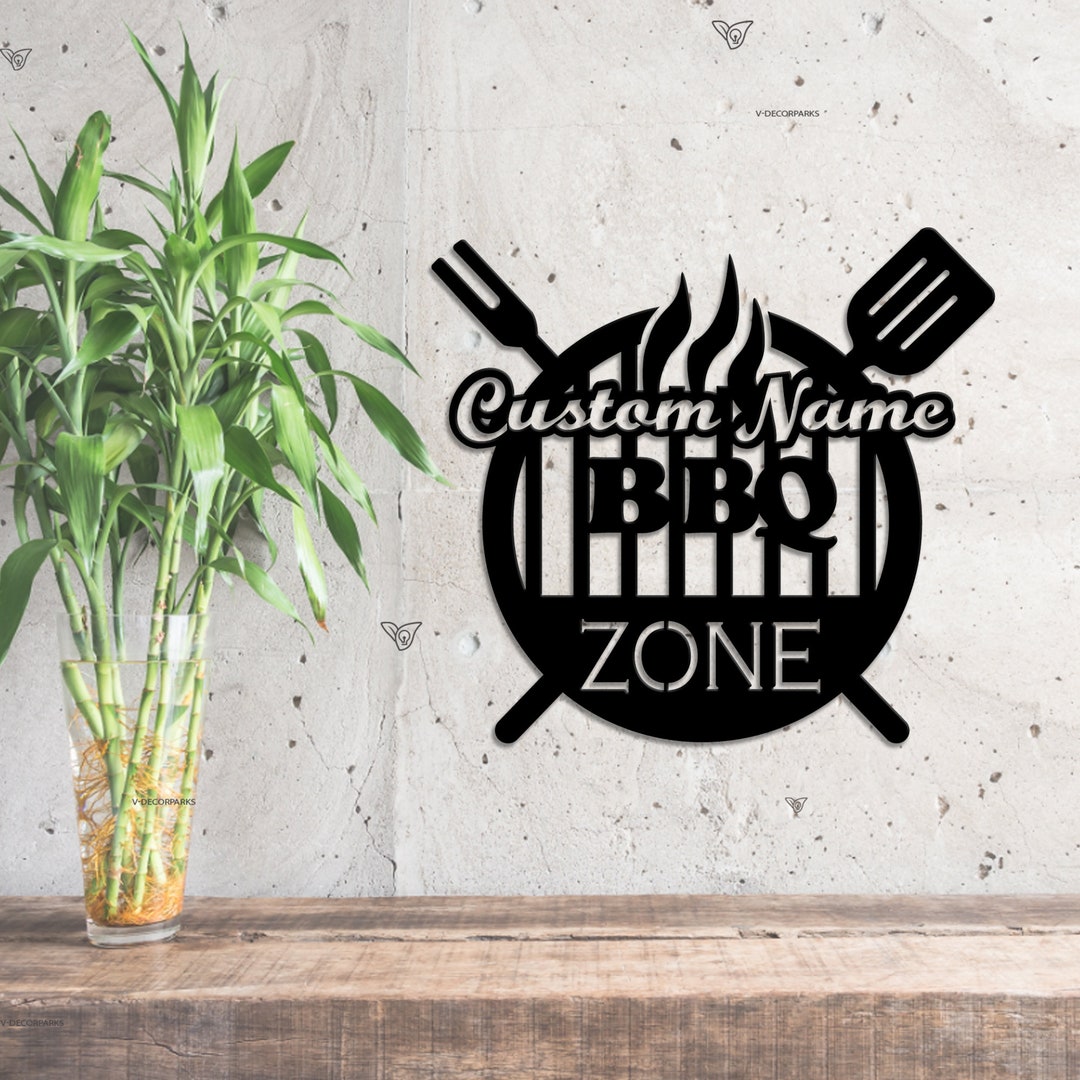 Custom Barbeque Metal Wall Art, Personalized BBQ Metal Sign, Smokehouse ...