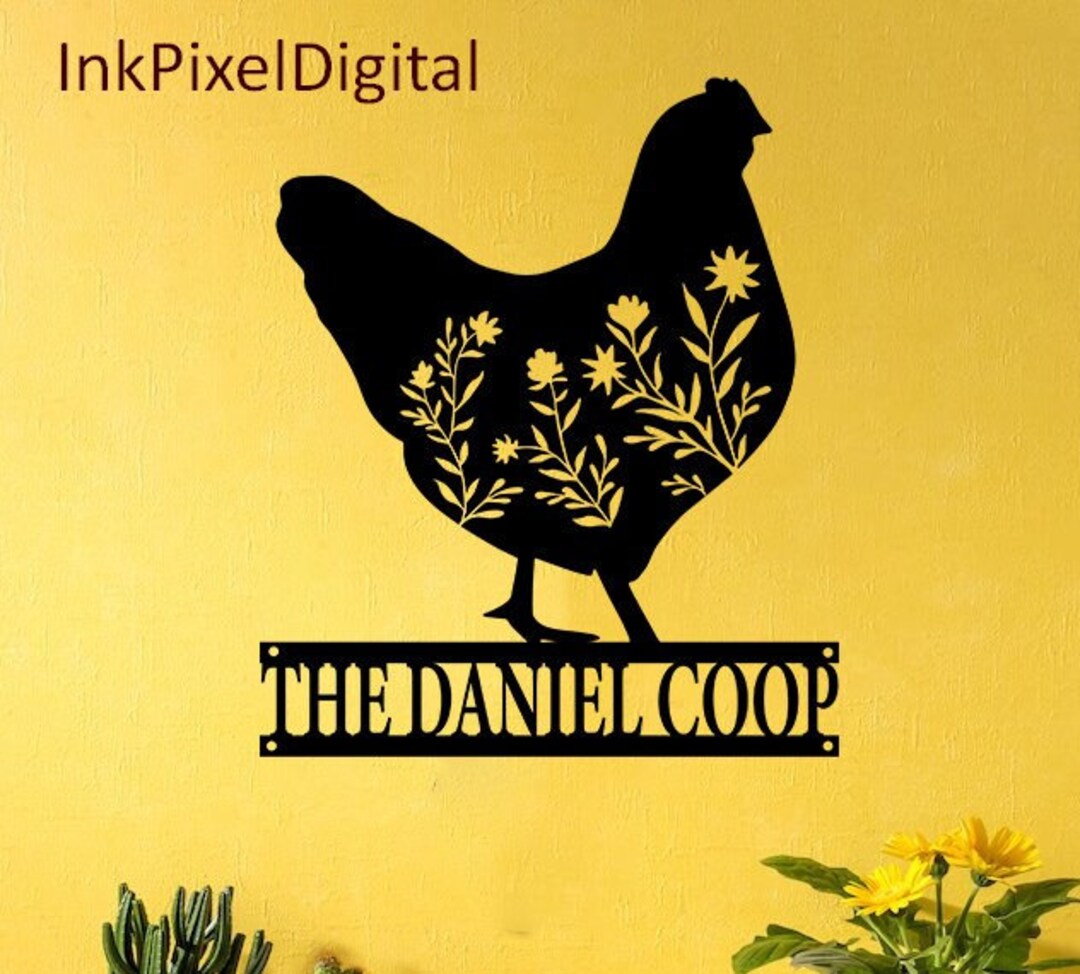 Personalized Floral Chicken Farm Sign, Hen House Decor, Chicken Coop ...