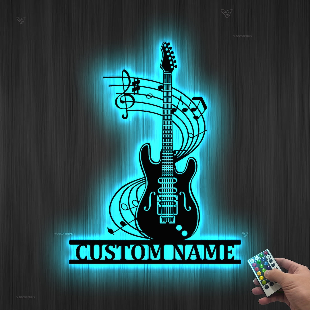 Custom Guitarist Name Sign,guitar Metal Wall Art LED Lights, Acoustic ...