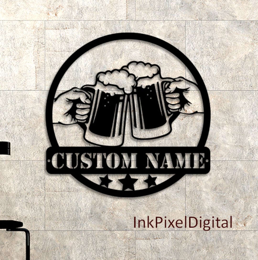 Custom Beer Bar Metal Wall Art Personalized Beer Mug Cheers Name Sign ...