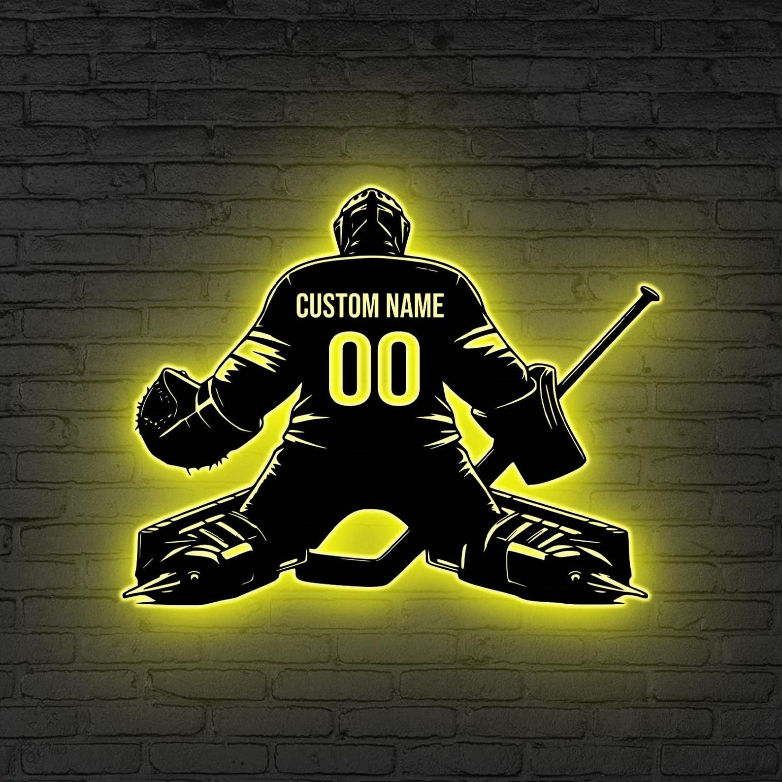 Custom Metal Hockey Sign With LED Light, Personalized Hockey Goalie ...