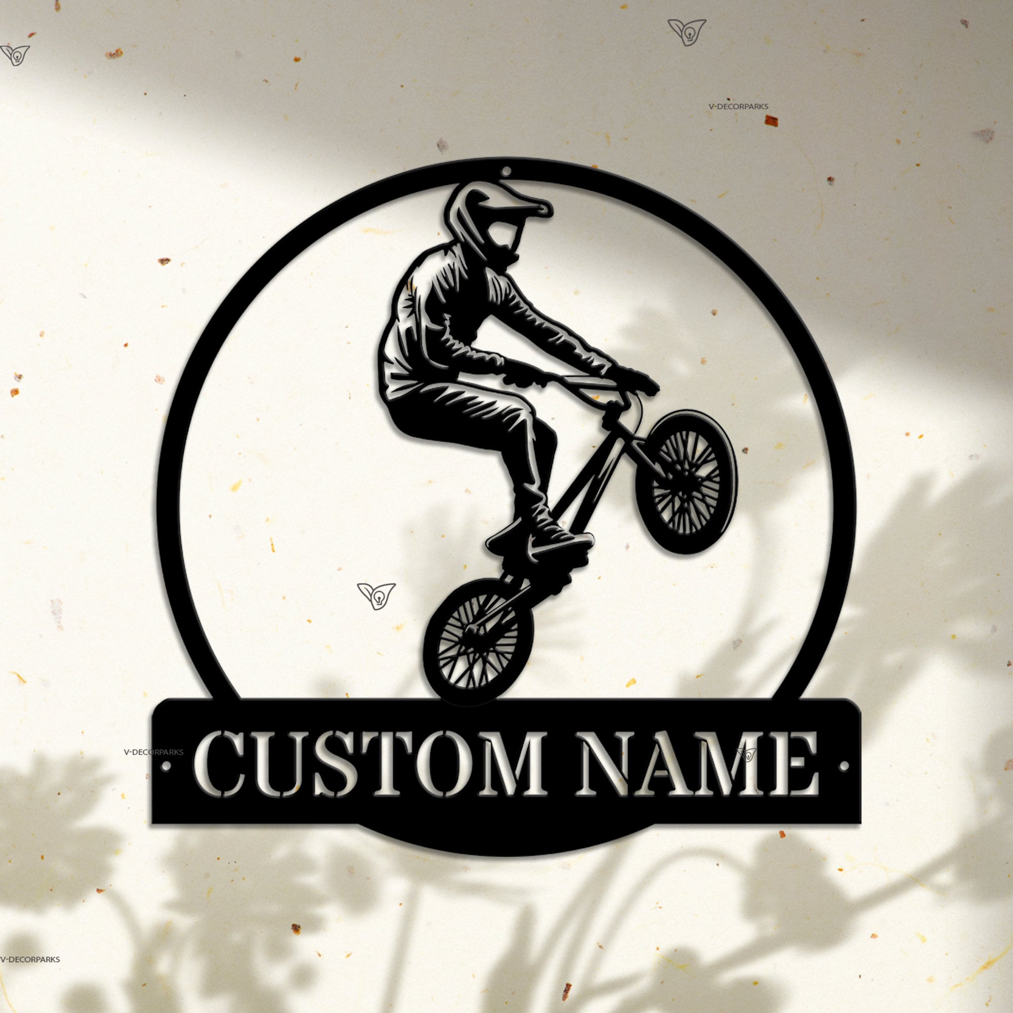 BMX Biker Metal Wall Art LED Lights, Custom BMX Cycle Sport Metal Sign ...