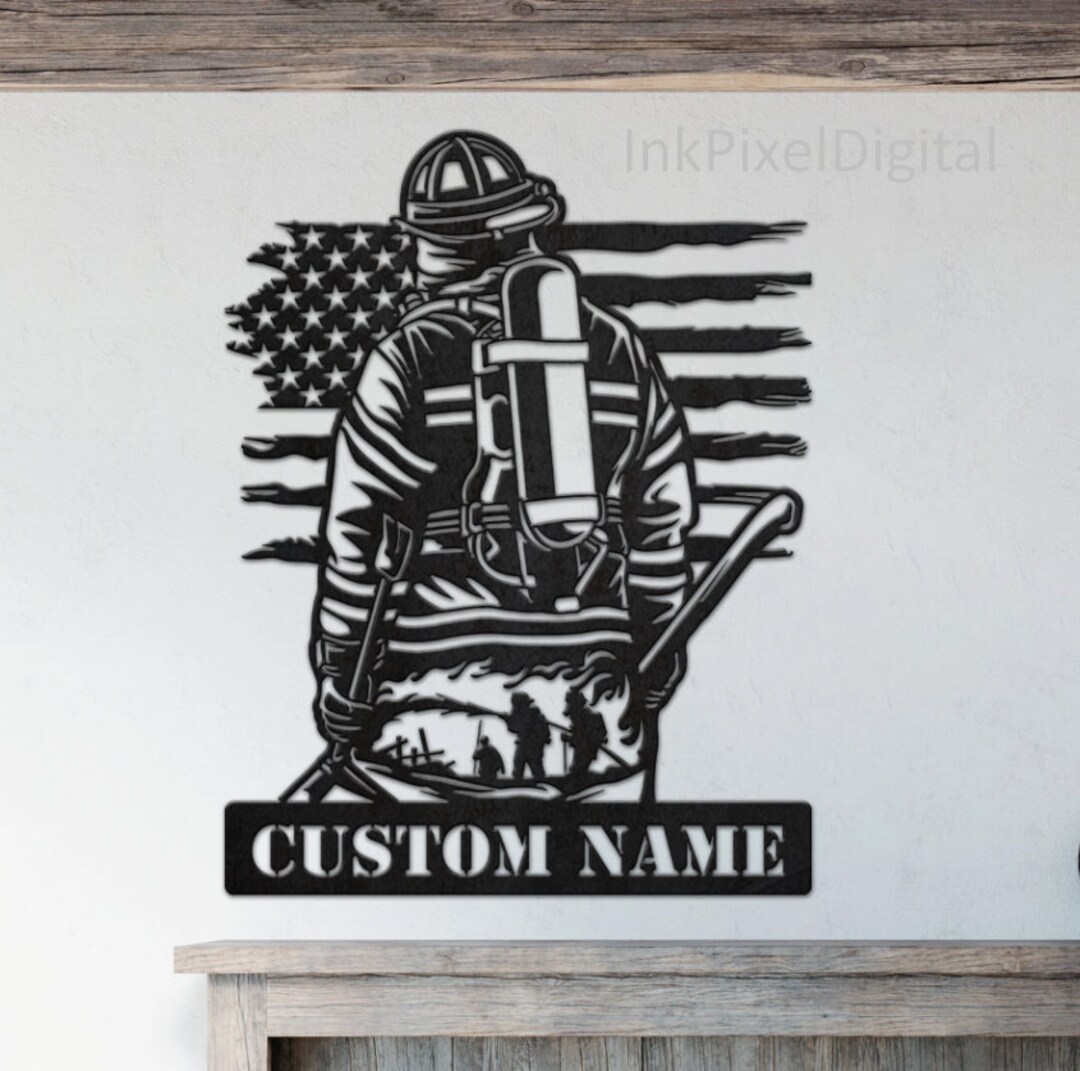 Custom Firefighter Metal Sign, Personalized Fireman Name Sign,fireman ...