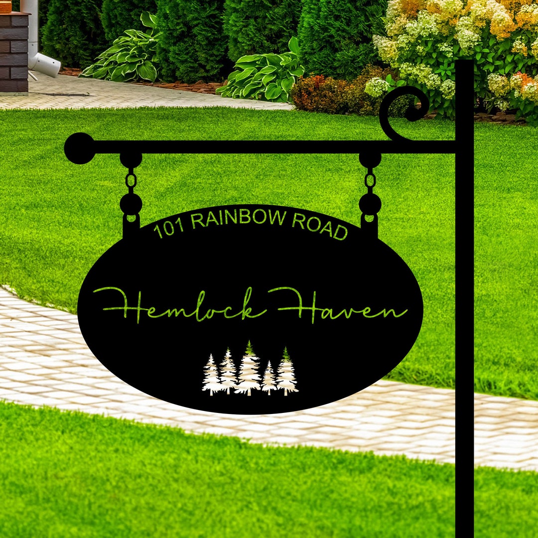 Custom Metal Address Sign, Personalized Pine Tree Number Sign, Address ...