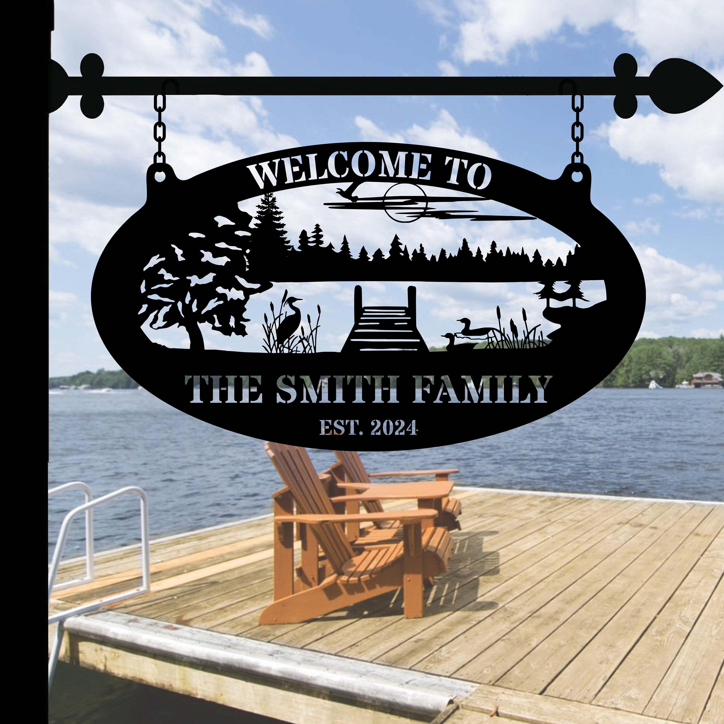Custom Lake Dock Sign , Outdoor Metal Sign, Family Lake Lot Sign, Lake ...