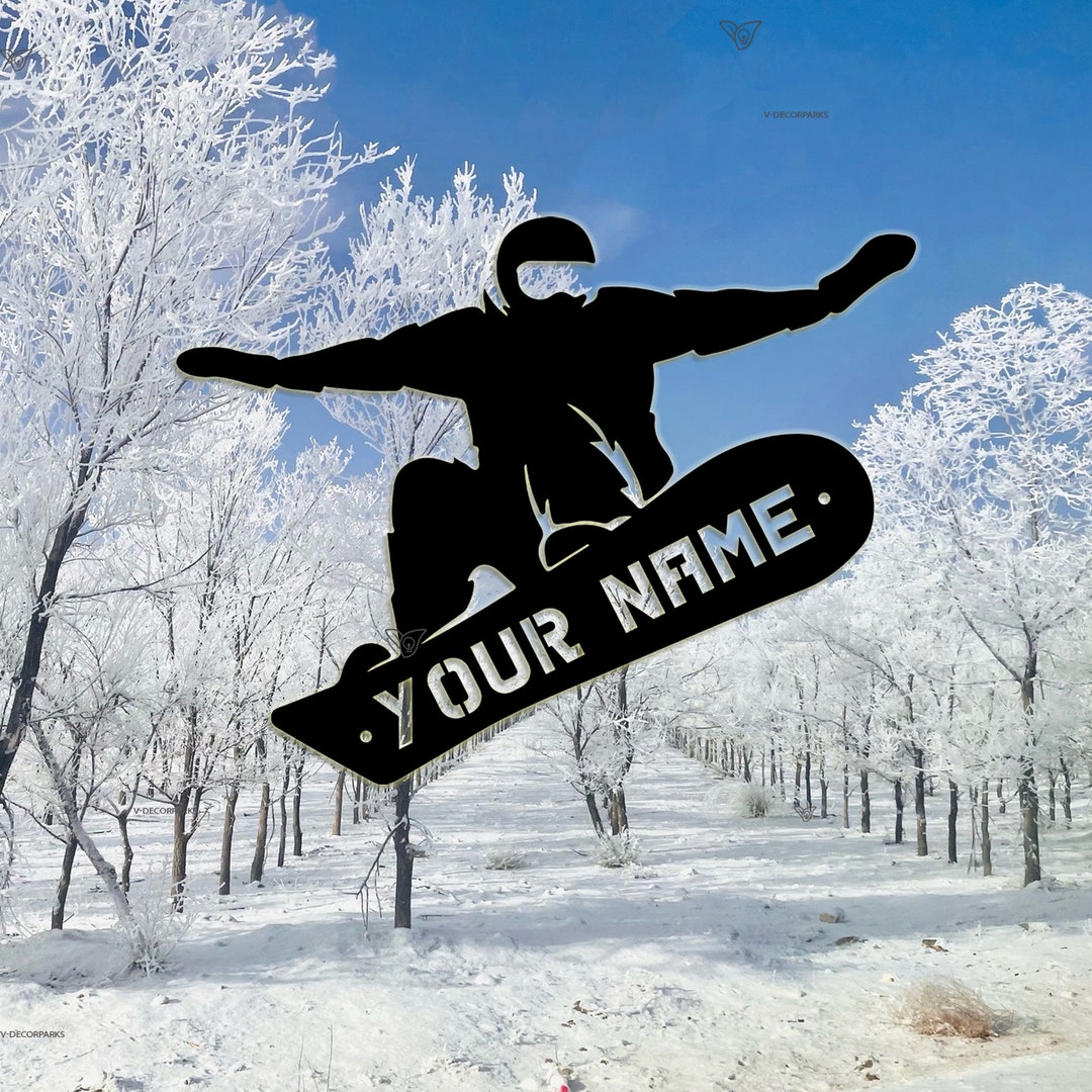 Custom Snowboarding Metal Wall Art LED Light Personalized Snowboard ...