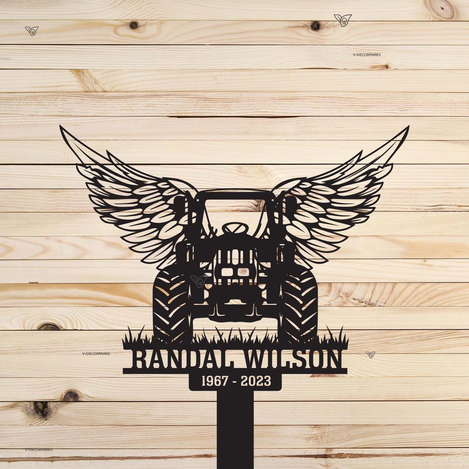 Tractor Memorial Plaque Stake, Tractor Metal Sign Garve Maker, Human ...