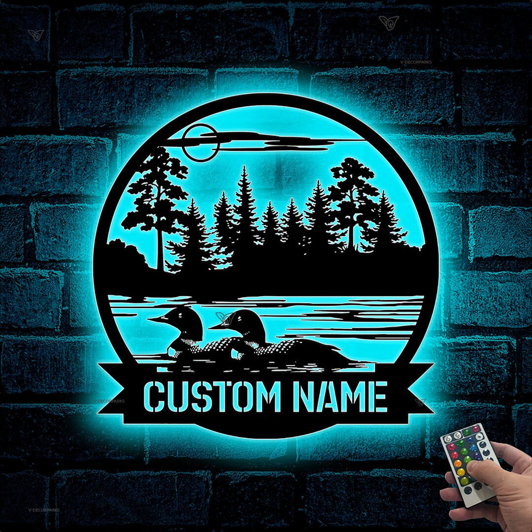 Custom Duck Cabin Metal Wall Art LED Light Lakehouse Sign Personalized ...