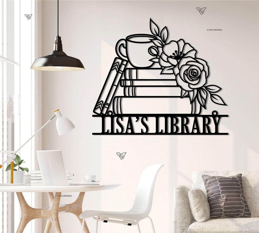 Personalized Book Nook Sign Custom Book Lover Name Sign Metal Sign Book ...
