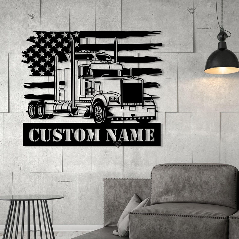 Custom Semi Truck Metal Sign, LED Personalized Wall Art - Etsy