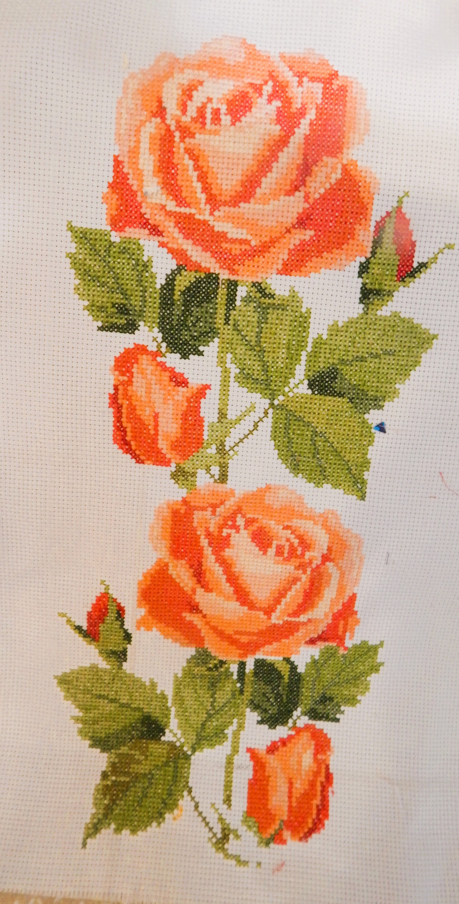 Beautiful Handmade Double Cross Stitch Peach Roses - Etsy