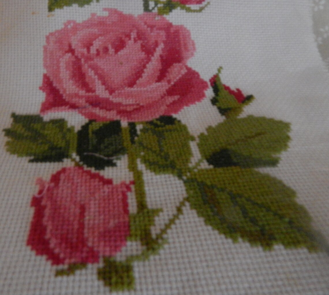 Beautiful Crossstitch Pink Roses - Etsy