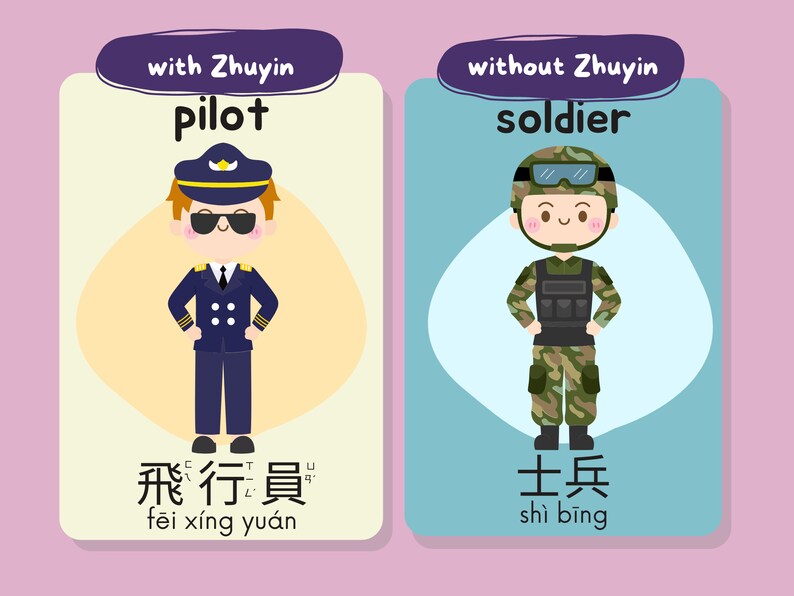 26 Occupations Traditional Chinese English Flash Cards I Flash Cards ...
