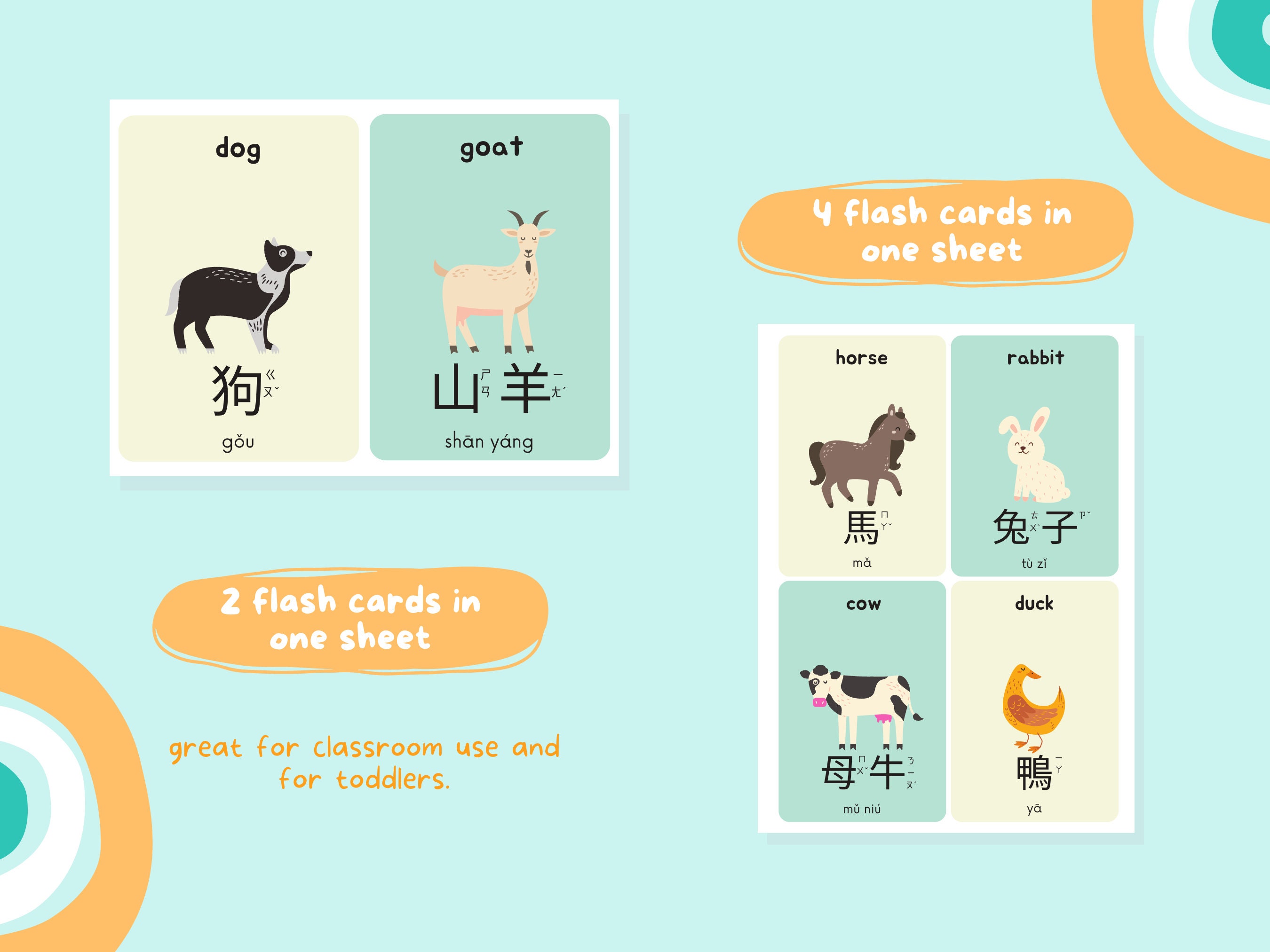 Animal Flashcards | Instant Download Traditional Mandarin Animal ...