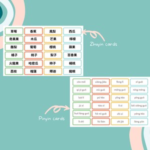 24 Fruits Bilingual Flash Cards English-traditional Chinese Zhuyin and ...