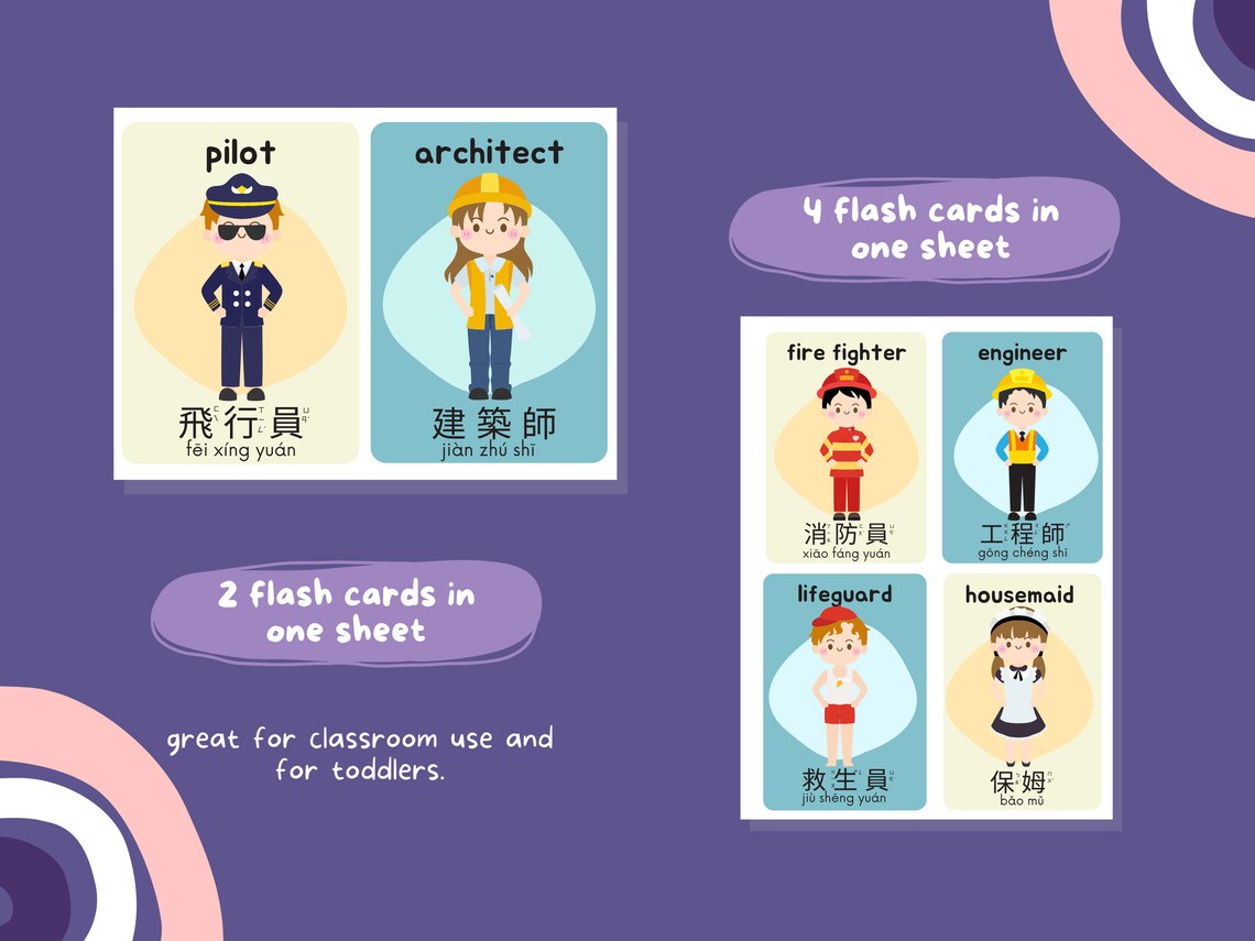 26 Occupations Traditional Chinese English Flash Cards I Flash Cards ...